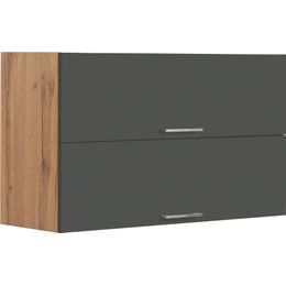 Klapphängeschrank KOCHSTATION, B:100cm H:57cm T:34cm, grau, Holzwerkstoff, Schränke, "KS-Colmar", 100 cm, mit Metallgriff, für viel Stauraum