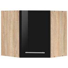 Eckhängeschrank KOCHSTATION, B:60cm H:57cm T:60cm, schwarz, Küche, Schränke, "KS-Eton"