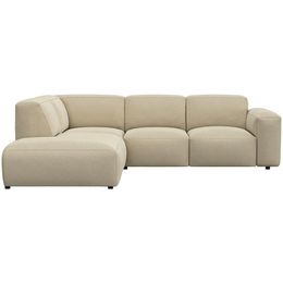 Ecksofa FLEXLUX, B:256cm H:73cm T:231cm, beige, 100% Polyester, Wohnzimmer, Sofas, "Lucera, super bequem durch hochwertigen Sitzaufbau mit