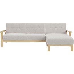 Sit & More Ecksofa SIT & MORE, B:264cm H:88cm T:183cm, beige, 100% Polyester, Wohnzimmer, Sofas, "Billund L-Form", Armlehnen aus Buchenholz in natur,