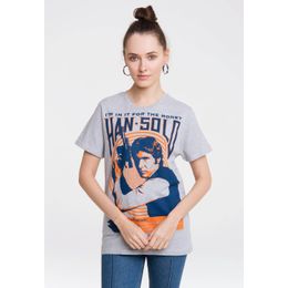 logoshirt Damen T-Shirt "Star Wars - Han Solo - Money", grau, Gr. S, bedruckt, 100% Baumwolle, Shirts, mit Han Solo-Print