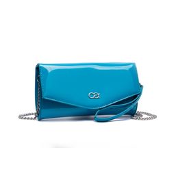 Damen Clutch "Mia", Collezione Alessandro, blau, Lederimitat, Taschen, aus weichem Softlackmaterial