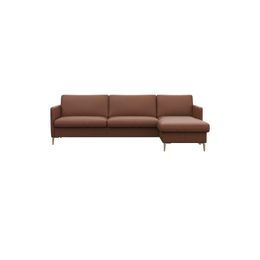 Ecksofa FLEXLUX, B:247cm H:85cm T:92cm, braun, 100% Echteder, Wohnzimmer, Sofas, "Fiore, super Sitzkomfort durch Kaltschaum im Sitz, L-Form", schmale