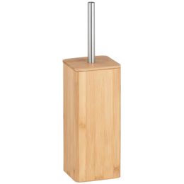 WC-Garnitur Wenko, B:10,1cm H:37,5cm L:10,1cm, beige, Reinigungsb&uuml;rsten, "Bambusa", B&uuml;rstenhalter aus Bambus