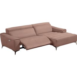 Ecksofa Egoitaliano, B:266cm H:95cm T:163cm, rosa, Leder »BULL« (echtes Rindsleder). Geschliffenes, pigmentiertes und behandeltes Rindsleder mit