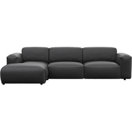 Ecksofa FLEXLUX, B:284cm H:73cm T:171cm, schwarz, 100% Echteder, Wohnzimmer, Sofas, "Lucera bequem und komfortabel durch hochwertigen Sitzaufbau,