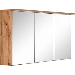 Spiegelschrank Welltime, B:120cm H:66cm T:20cm, braun, Holzwerkstoff, MDF, Badezimmer, Schr&auml;nke, "Lucca", mit LED Beleuchtung
