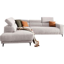 Ecksofa Alina, B:276cm H:102cm T:210cm, grau, Cord GCT (92% Polyester, 8% Nylon), Wohnzimmer, Sofas, "Hikari", wahlweise mit Sitzvorzug, in modernem