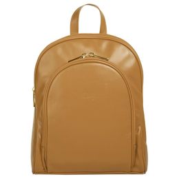 CLUTY Damen Cityrucksack, gelb, Leder, Rindsleder, unifarben, Rucksäcke, echt Leder, Made in Italy