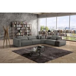 Ecksofa Egoitaliano, B:378cm H:95cm T:282cm, grau, Luxus-Micofaser Lederoptik (100% Polyester) ist ein neues technisches Gewebe mit einem visuellen