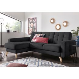 Ecksofa, B:222cm H:87cm T:156cm, grau, exxpo - SOFA FASHION, Samtvelours (100% Polyester);Webvelours (100% Polyester), Wohnzimmer, Sofas, "Nappa,