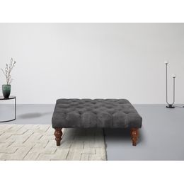 Polsterhocker Home Affaire, H:35cm T:90cm, grau, Luxus-Microfaser Lederoptik (100% Polyester), Hocker, "Chesterfield", mit Knopfheftung, auch in Leder