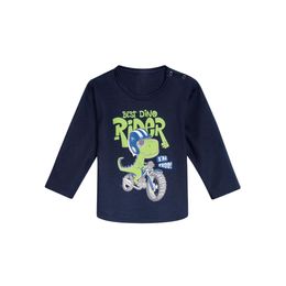 TRIGEMA M&auml;dchen Sweatshirt "TRIGEMA Langarmshirt mit gro&szlig;em Dino-Printmotiv", Gr. 80, blau, 95% Baumwolle, 5% Elasthan, Basic, Sweatshirts