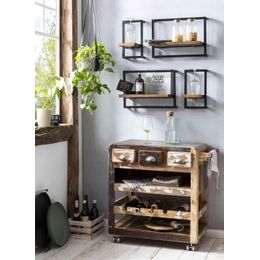K&uuml;chenwagen Sit, B:78cm H:85cm T:48cm, bunt, Rollwagen, "Fridge", aus recyceltem Altholz, Shabby Chic, Vintage