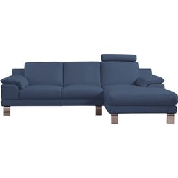 Ecksofa Egoitaliano, B:236cm H:84cm T:152cm, blau, Leder »BULL« (echtes Rindsleder). Geschliffenes, pigmentiertes und behandeltes Rindsleder mit