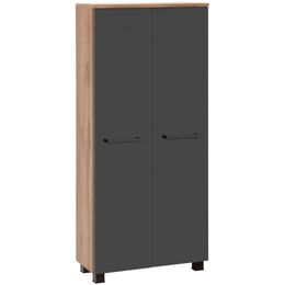 Midischrank Welltime, B:60cm H:130cm T:27cm, grau, MDF, Badezimmer, Schränke, "Trento, verschiedene Ausführungen und Farben", Badmöbel, Badschrank,