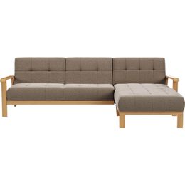 Sit & More Ecksofa SIT & MORE, B:264cm H:88cm T:183cm, braun, 95% Polyester 5% Polyamid, Wohnzimmer, Sofas, "Billund L-Form", Armlehnen aus eichefarbigem