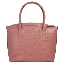 CLUTY Damen Henkeltasche, rosa, Leder, Taschen, echt Leder, Made in Italy