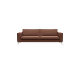 3-Sitzer FLEXLUX, B:229cm H:85cm T:92cm, braun, 100% Echteder, Sofas, "Fiore, super Sitzkomfort durch Kaltschaum im Sitz", breite Armlehnen, Füße