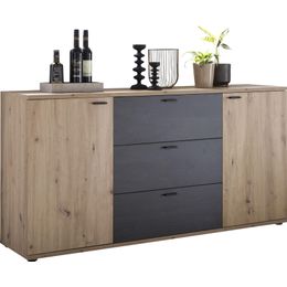 Sideboard Hela, B:165cm H:85cm T:40cm, braun, FSC-zertifizierter Holzwerkstoff, Metall, Wohnzimmer, Sideboards, "Atlanta", Breite 165 cm