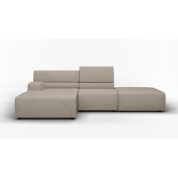 Ecksofa Egoitaliano, B:287cm H:80cm T:98cm, grau, Luxus-Micofaser Lederoptik (100% Polyester) ist ein neues technisches Gewebe mit einem visuellen