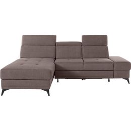 Ecksofa Inosign, B:246cm H:83cm T:173cm, grau, Webstoff (100% Polyester);Luxus-Microfaser Paris (90% Polyester/10% Polyamid);Struktur fein (100%