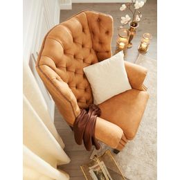 Sessel Home Affaire, B:83cm H:113cm T:94cm, braun, NaturLEDER (echtes Rindsleder);Luxus-Microfaser Lederoptik (100% Polyester), Wohnzimmer, Sessel,