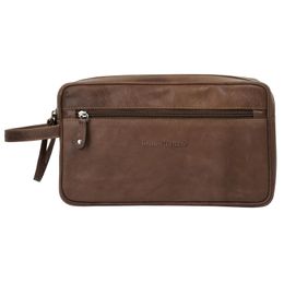 Bruno Banani Damen Kulturbeutel, braun, Leder, leicht glänzend, unifarben, Taschen, echt Leder