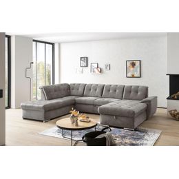 Wohnlandschaft, B:340cm H:92cm T:248cm, grau, exxpo - SOFA FASHION, Sofas, "Durango, aufwendige Sitz- und Rückenverarbeitung, bequem, U-Form", inkl.