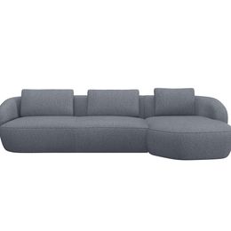 Wohnlandschaft FLEXLUX, B:307cm H:85cm T:146cm, blau, 62% Polyester, 17% Cotton, 14% Viscose, 7% Linen, Sofas, "Torino, rund, L-Form, Sofa-Ecke mit
