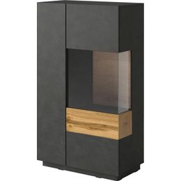 Vitrine Inosign, B:80cm H:138,5cm T:40cm, grau, Wohnzimmer, Schr&auml;nke, "SILKE", H&ouml;he 138,5 cm
