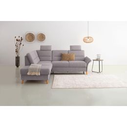 Ecksofa Home Affaire, B:238cm H:90cm T:213cm, silber, 100% Polyester, Wohnzimmer, Sofas, "Westerland L-Form", Federkern-Polsterung, wahlweise mit