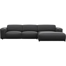 Ecksofa FLEXLUX, B:319cm H:73cm T:171cm, schwarz, 100% Echteder, Wohnzimmer, Sofas, "Lucera bequem und komfortabel durch hochwertigen Sitzaufbau,