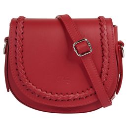 CLUTY Damen Umh&auml;ngetasche, rot, Leder, unifarben, Taschen, echt Leder, Made in Italy