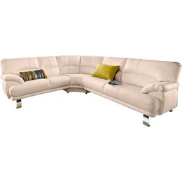 Ecksofa Trendmanufaktur, B:280cm H:87cm T:240cm, beige, NaturLEDER (echtes Rindsleder) in Sitz und Rücken. Korpus in passendem Kunstleder SOFTLUX
