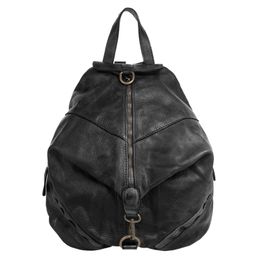 Samantha Look Damen Cityrucksack, schwarz, Leder, Rindsleder, beschichtet, Rucksäcke, echt Leder, Made in Italy