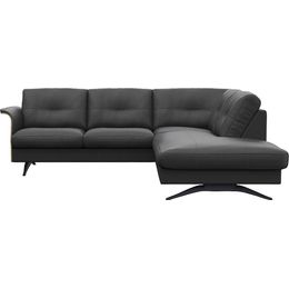 Ecksofa FLEXLUX, B:236cm H:81cm T:224cm, schwarz, 100% Echteder, Wohnzimmer, Sofas, "Glow, super bequem durch hochwertigem Sitzaufbau mit Federkern,