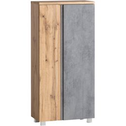 Midischrank Welltime, B:65cm H:130cm T:35cm, grau, MDF, Badezimmer, Schränke, "Sölden"