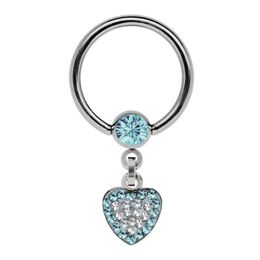 Adelia&acute;s ADELIA ́S Damen Intimpiercing "Piercing Intimpiercing ", blau, Chirurgiestahl, Piercings, Ring BCR Stahl mit 5 mm Strasskugel