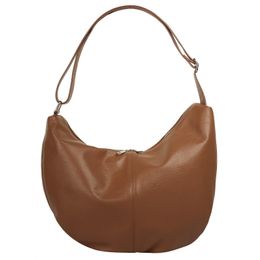 Samantha Look Damen Shopper, braun, Leder, leicht gl&auml;nzend, unifarben, Taschen, echt Leder, Made in Italy