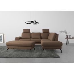 Sit & More Ecksofa SIT & MORE, B:260cm H:91cm T:226cm, braun, Wohnzimmer, Sofas, "Cinturo L-Form", inklusive Sitztiefenverstellung und Federkern, Sitzhöhe 48 cm