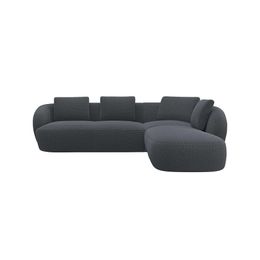 Ecksofa FLEXLUX, B:265cm H:85cm T:237cm, grau, 100% Polyester, Wohnzimmer, Sofas, "Torino, rund, L-Form, Sofa-Ecke mit Ottomane", Modernes,