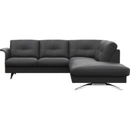 Ecksofa FLEXLUX, B:236cm H:81cm T:224cm, schwarz, 100% Echteder, Wohnzimmer, Sofas, "Glow, super bequem durch hochwertigem Sitzaufbau mit Federkern,