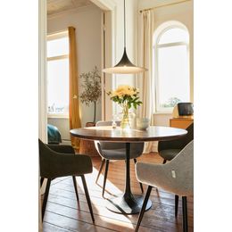 Esstisch Tom Tailor HOME, B:120cm H:76cm T:120cm, schwarz, Küche, Tische, "T-MODERN TABLE ROUND", aus Mangoholz, Knopfdetail, Moderne Eleganz durch