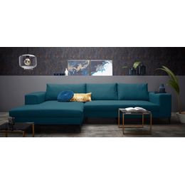 Ecksofa Inosign, B:324cm H:83cm T:170cm, blau, 100% Polyester, Wohnzimmer, Sofas, "Aurora, L-Form, mit extra breiter Recamiere, 324 x 170 cm (BxT)",