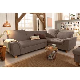 Ecksofa Home Affaire, B:275cm H:81cm T:214cm, braun, Luxus-Microfaser Lederoptik (100% Polyester);Microfaser PRIMABELLE (100% Polyester);Feinstruktur
