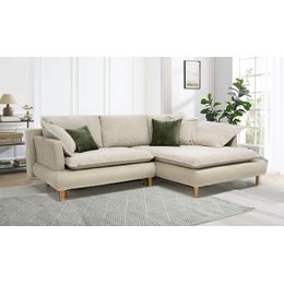 Ecksofa Collection AB, B:264cm H:94cm T:184cm, beige, 100% Polyester, Wohnzimmer, Sofas, "Mandela L-Form", mit Bettfunktion und Bettkasten