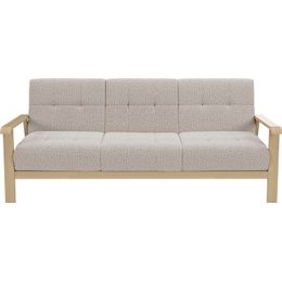 Sit & More 3-Sitzer SIT & MORE, B:199cm H:88cm T:106cm, beige, 100% Polyester, Sofas, "Billund", Armlehnen aus Buchenholz in natur, verschiedene Bezüge und