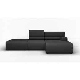 Ecksofa Egoitaliano, B:287cm H:80cm T:98cm, schwarz, Leder »BULL« (echtes Rindsleder). Geschliffenes, pigmentiertes und behandeltes Rindsleder mit