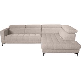 Ecksofa Alina, B:280cm H:105cm T:222cm, beige, Struktur TAT (100% Polyester), Wohnzimmer, Sofas, "Bahira", Inkl. Rückenlehnen- und